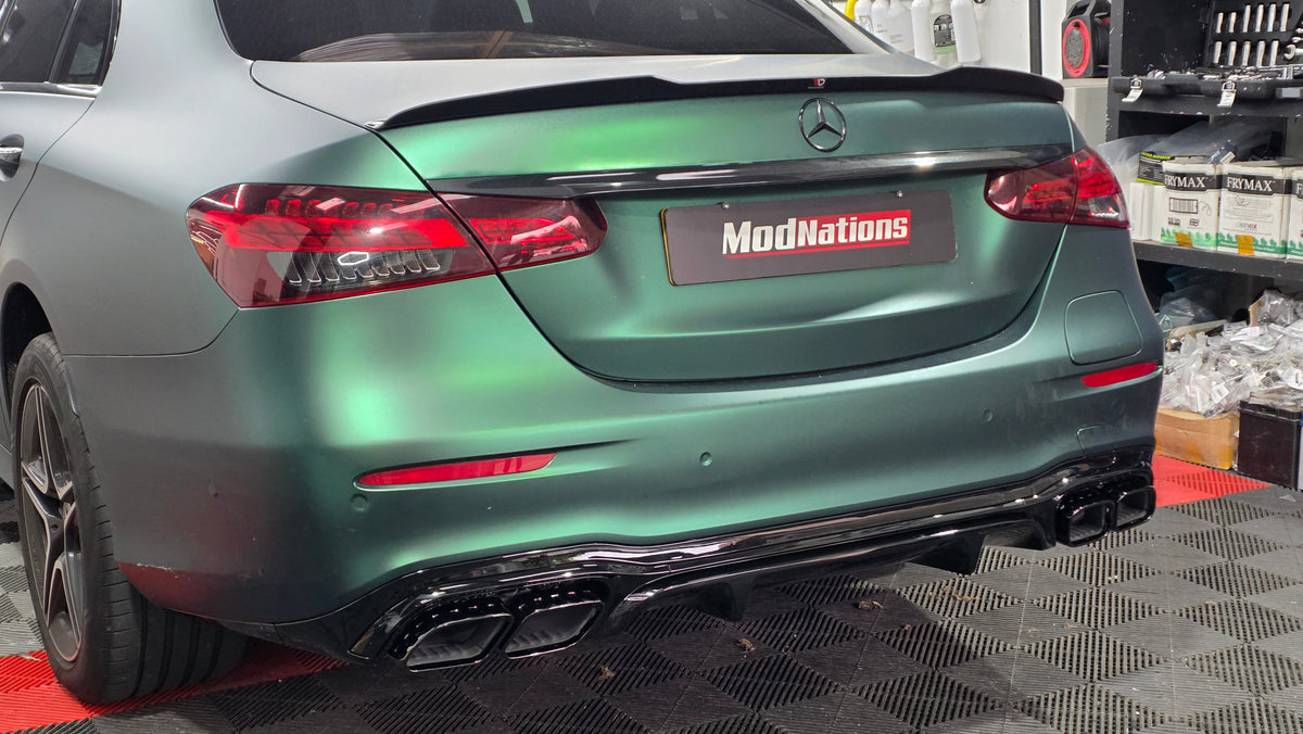 MERCEDES E CLASS W213 FACELIFT E63 STYLE GLOSS BLACK DIFFUSER WITH TIP ...