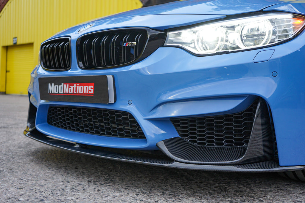 BMW M3 M4 F80 F82 F83 M PERFORMANCE CARBON FIBRE FRONT LIP WITH SPLITT ...